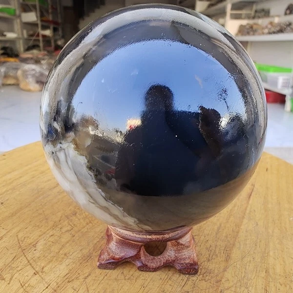 1305G RARE NATURAL blue Volcanic Rock agate Sphere Quartz Crystal Ball ...