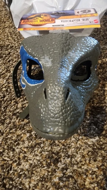 JURASSIC WORLD DOMINION VELOCIRAPTOR BLUE Dinosaur Dino Mask by Mattel ...