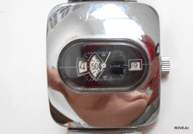 DIANE-ANCIENNE MONTRE GUICHET Heure Sautante-Vintage Jump Hour Watch ...