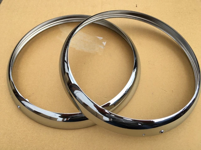 TRIUMPH SPITFIRE MK1 Mk2 Mk3 New Chrome Plated Headlamp Rims Clip On X ...