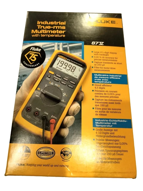 FLUKE 87V INDUSTRIAL True RMS Digital Multimeter w/ Temperature - BRAND ...
