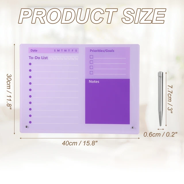 15.8X11.8& ACRYLIC CALENDAR Dry Erase Whiteboard for Office, Purple $47 ...