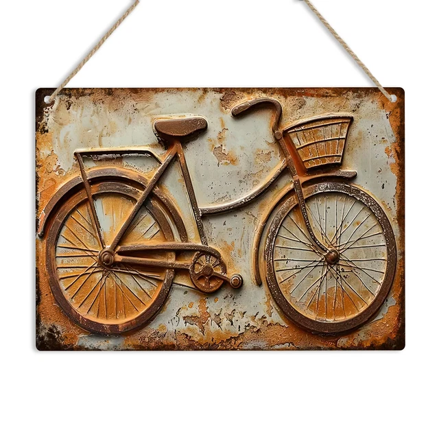 RETRO BICYCLE METAL Sign Wall Tin Plaque Art Decor Garage Bike Shed ...