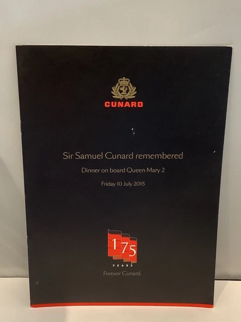 CUNARD QM2 QUEEN Mary 2 - A4 4 page menu SIR SAMUEL REMEMBERED 10 July ...