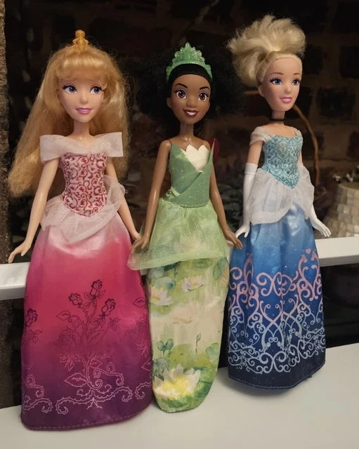 DISNEY PRINCESS ROYAL Shimmer dolls: Tiana, Aurora and Cinderella £6.00 ...