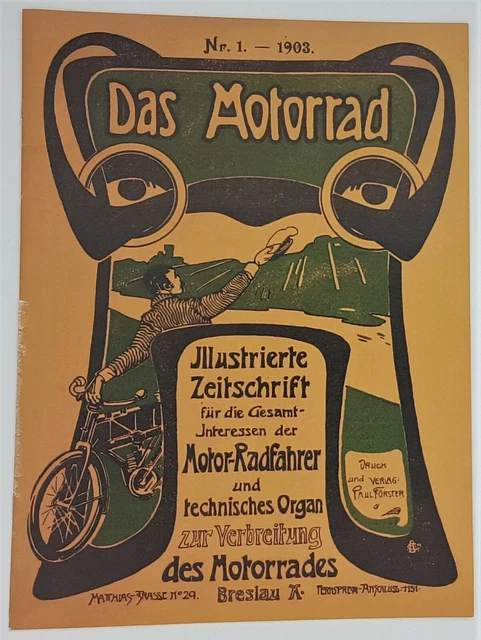 DAS MOTORRAD NR. 1 von 1903, Reprint, Fafnir-Motor, Wanderer, Brennabor ...