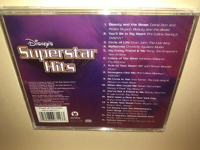DISNEY HITS CD Huey Lewis Tina Turner Aguilera Celine Dion Phil Collins ...
