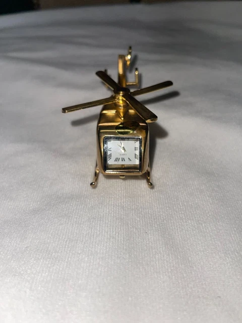 VINTAGE SIZED HELICOPTER Clock Gold-Plated Clock Antique Collectors ...