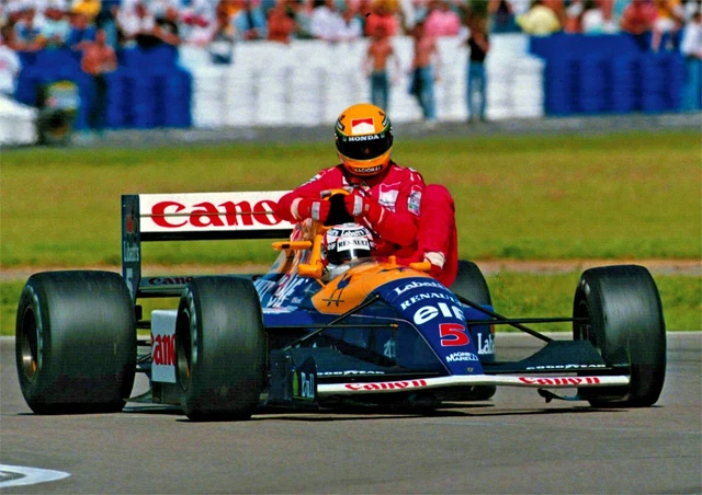NIGEL MANSELL GIVES Ayrton Senna a Lift F1 POSTER £10.99 - PicClick UK