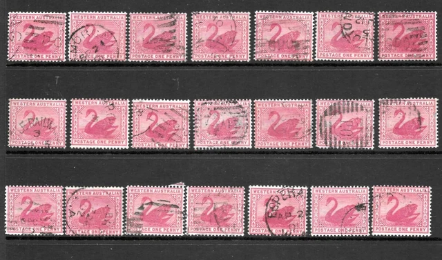 BULK STAMPS WESTERN Australia 1d Pale Red x 21 Good Used/Fine Used Free ...