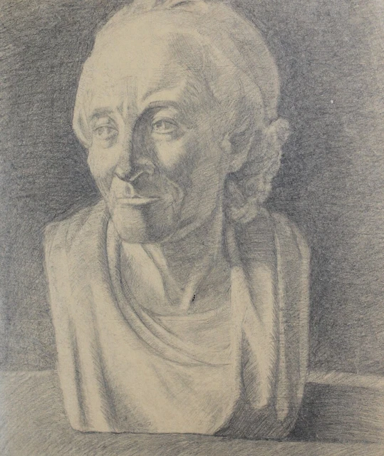 ANCIEN DESSIN AU crayon réaliste portrait de buste de femme EUR 115,80 ...