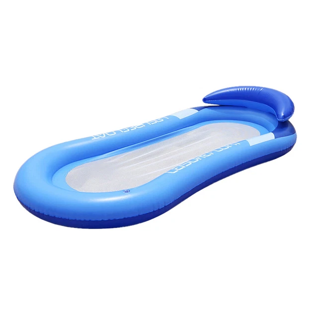 INFLATABLE FLOATING ROW Swimming Beach Water Pool Lounger Chairs (Blue ...