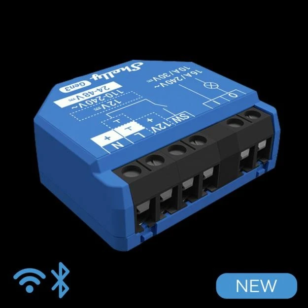 SHELLY 1 GEN 3 - Smart Relay 16A AC/DC WiFi/BT + cont. pulito - SH ...