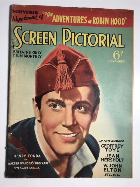 SCREEN PICTORIAL MAGAZINE movie cinema November 1938-Henry Fonda "Robin ...