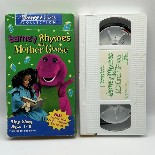 BARNEY & FRIENDS Rhymes with Mother Goose VHS Video Tape PBS Kids Paper ...