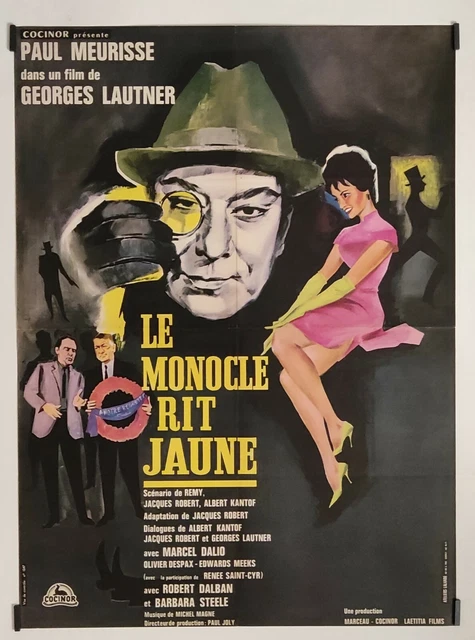 LE MONOCLE RIT jaune 1964 Affiche Originale Cinéma Policier EUR 160,00 ...