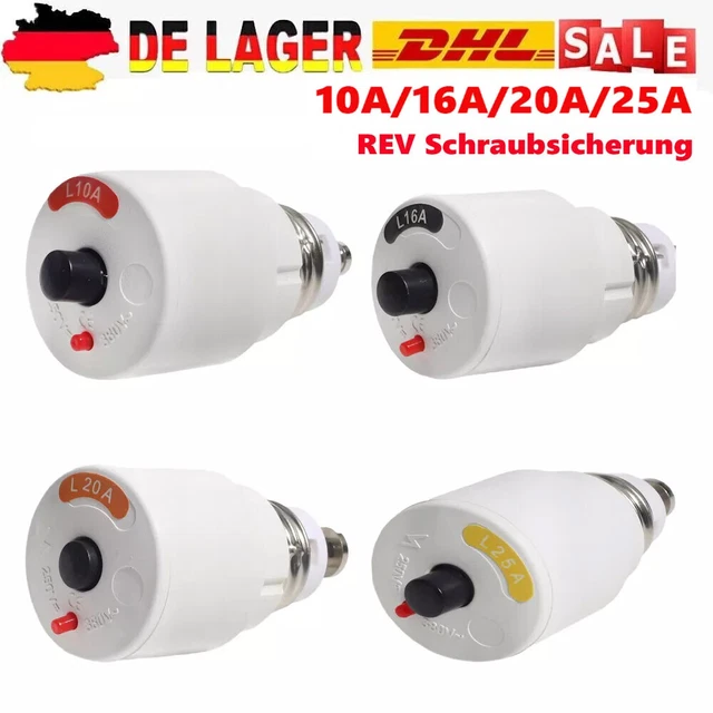 REV SCHRAUBSICHERUNG SCHRAUBAUTOMAT 10A 16A 20A 25A mittelträge (L) 230 V DE DHL EUR 9,99 ...