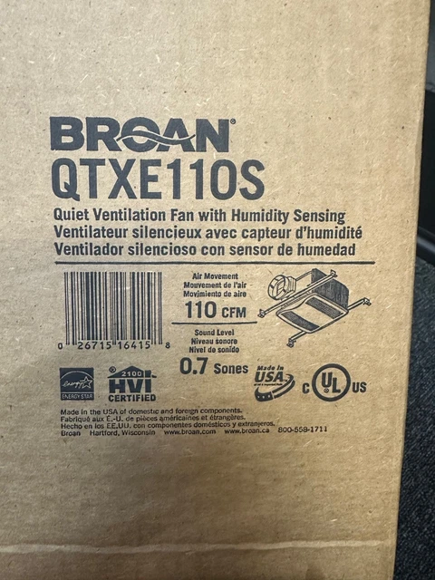 BROAN® 110 CFM Humidity Sensing Exhaust Vent Fan w/ White Grille ...