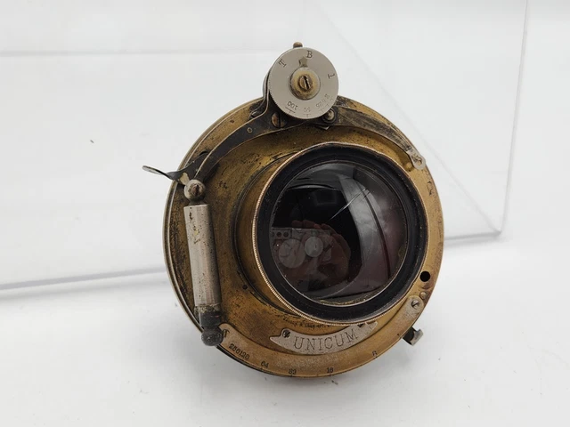 *CRACKED ELEMENT ANTIQUE Bausch & Lomb Large Format Brass Lens in ...