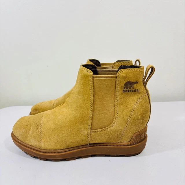 SOREL WOMEN'S EVIE II Chelsea Boots (Caribou Buff, Gum) NL5020 Suede ...
