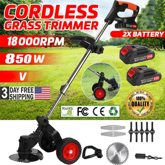 ELECTRIC CORDLESS GRASS String Trimmer Lawn Edger Weed Wacker Cutter 2 ...