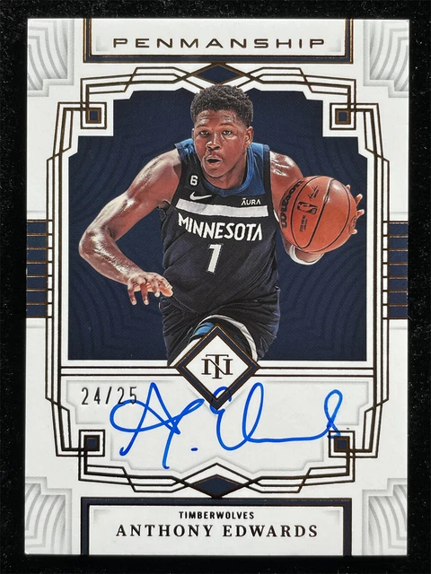 2022-23 NATIONAL TREASURES Anthony Edwards Penmanship AutoGraph SSP 24/ ...