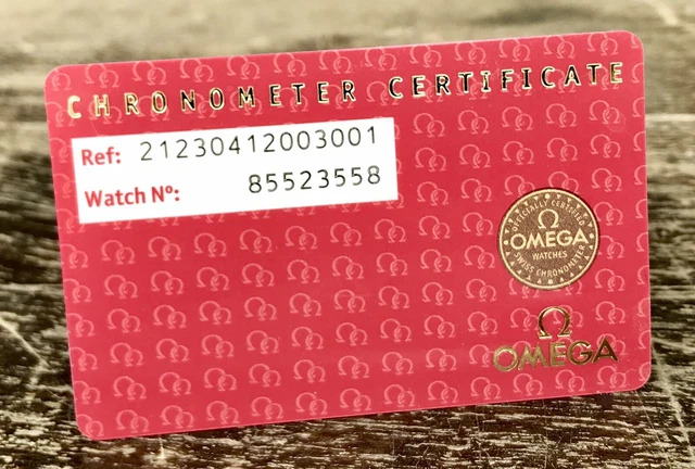 OMEGA CHRONOMETER CERTIFICATE Card SEAMASTER 300M Diver Co-Axial Steel ...