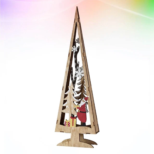 WOODEN CHRISTMAS LED Night Light Hollow Out Handmade Light Painted ...