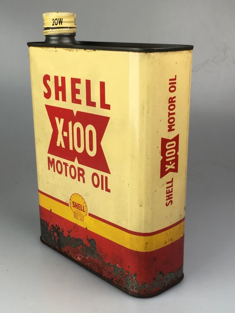RARE VINTAGE SHELL X-100 Motor Oil Can Metal Bidon EUR 49,00 - PicClick FR