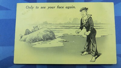 WW1 BAMFORTH MILITARY Comic Postcard 1914 Anti Kaiser Royal Navy HMS ...