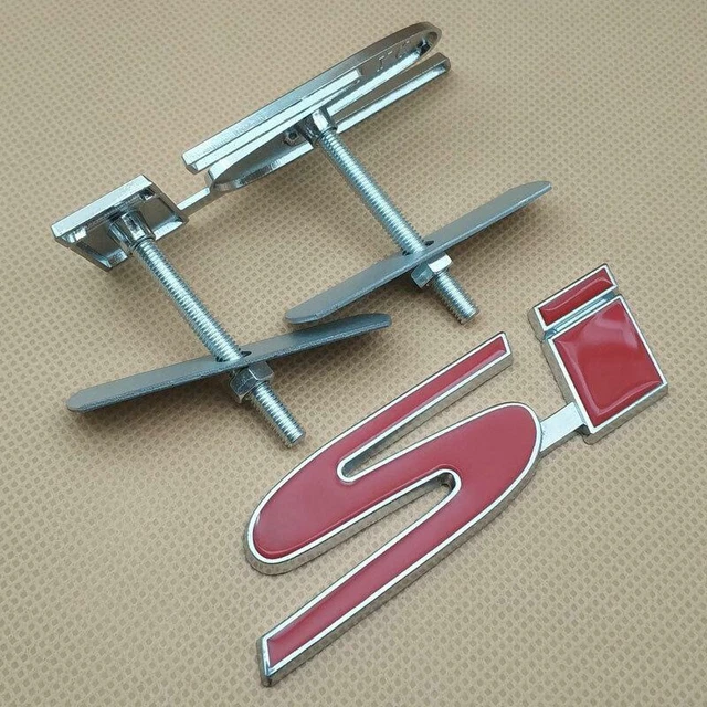 MOUNT FRONT GRILLE Metal Red SI letter Emblem + Car Trunk Badge Sticker ...