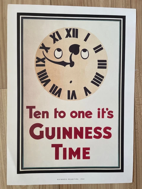 90S GUINNESS ADVERT Print 440mm x 315mm - Ten to One It's Guinness Time ...