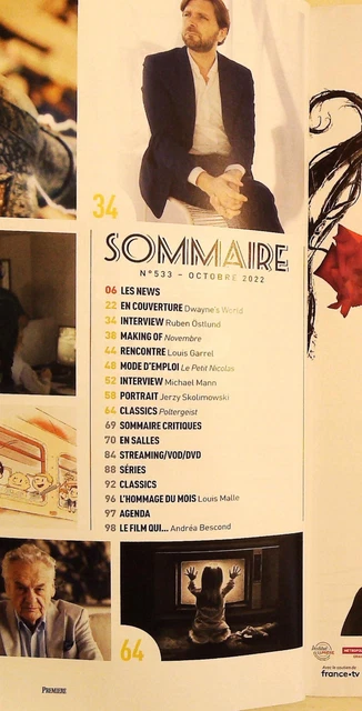 MAGAZINE PREMIÈRE N°533 2022 Dwayne Johnson Ruben östlund L.Garrel ...