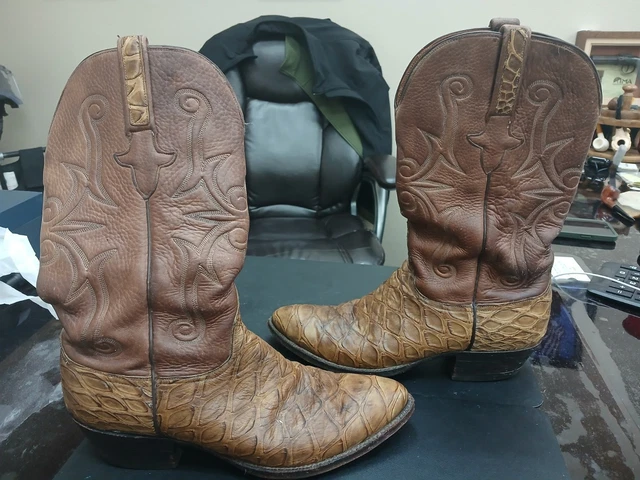 LUCCHESE PIRARUCU 10.5D boots arapaima fish leather 10 1/2 D USA £281. ...