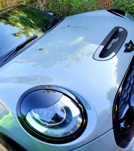 MINI COOPER S JCW F56 Piano Black Gloss Headlight Angry Eye Eyelid ...