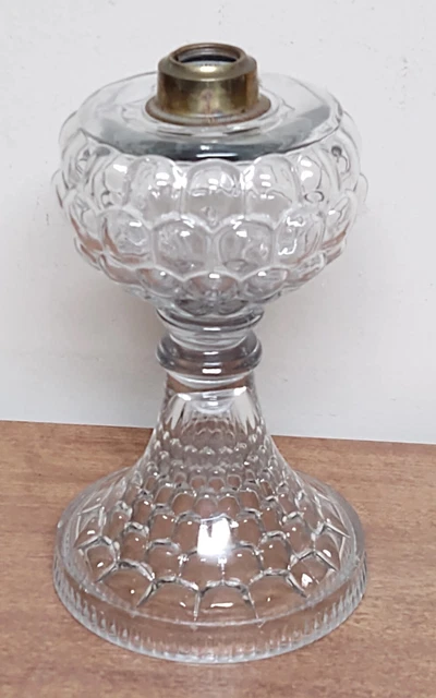 ANTIQUE FISH SCALE Kerosene Oil lamp One Piece Clear Glass Bubble ...