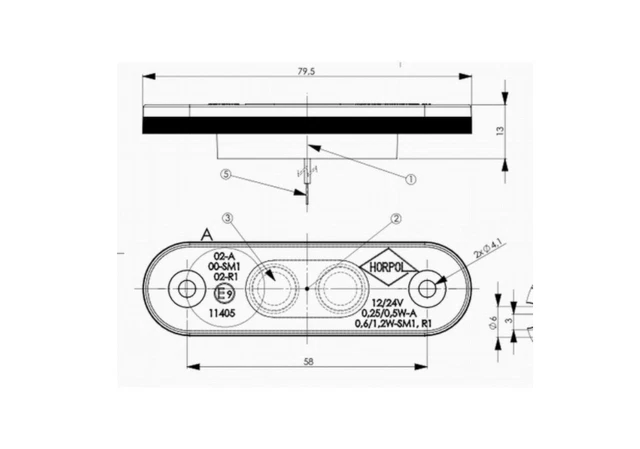 2X FEUX DE Gabarit Universels Gomme ECE E9 Base Caoutchouc Poids Lourds ...