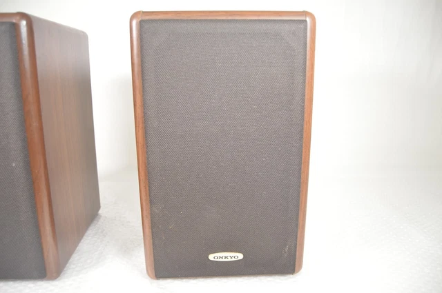 ONKYO D-202A Bookshelf Speakers Pair Audio System Brown Tested ...