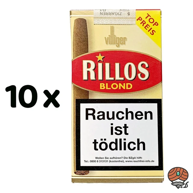 VILLIGER RILLOS BLOND Zigarillos 10 Packungen à 5 Stück EUR 16,00 ...