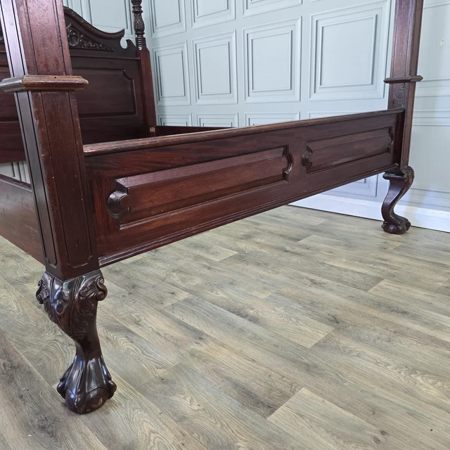 ANTIQUE MAHOGANY DOUBLE Bed Frame - Carved Victorian Large King Queen ...