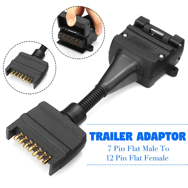 12 PIN FEMALE Socket to 7 Pin Flat Male Plug Trailer Adaptor Caravan ...