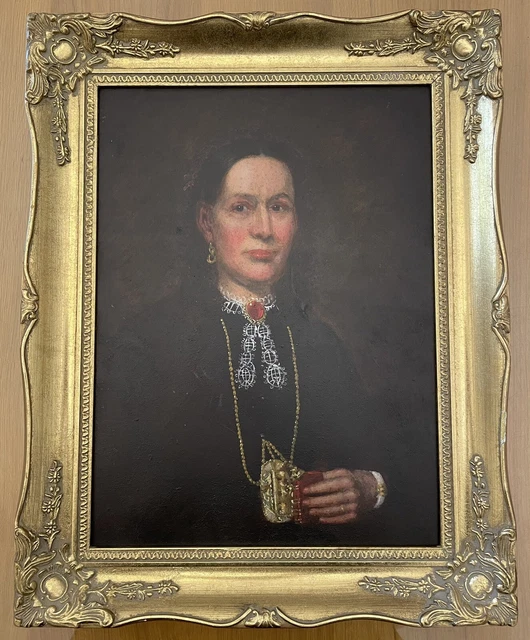 A WONDERFUL 19TH Century Portrait of A Lady, Oil on Board. £250.32 ...