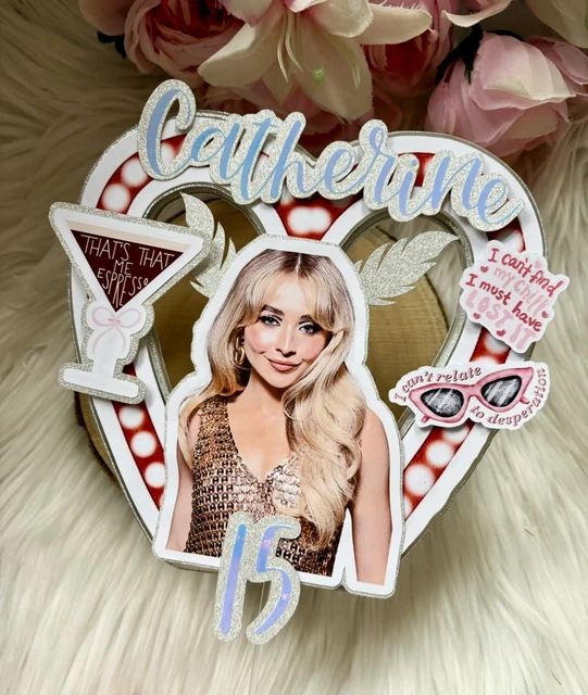 SABRINA CARPENTER PERSONALISED 3D Cake Topper. Name, Age. Birthday £6. ...