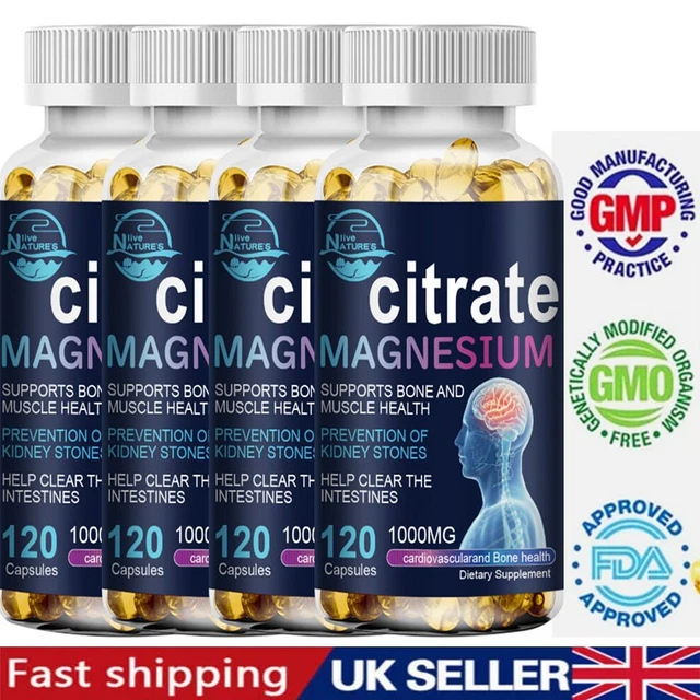MAGNESIUM CITRATE SUPPLEMENTS 1000mg High Strength Magnesium Capsules ...