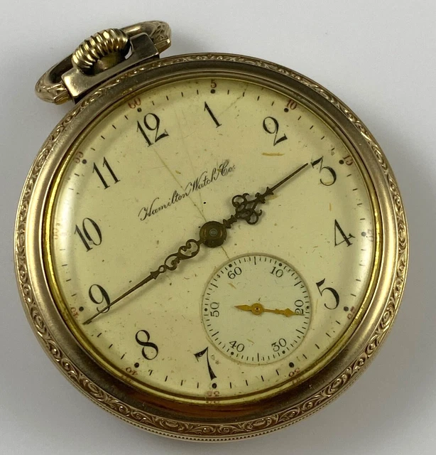 MONTRE DE POCHE Hamilton 972 années 16 17j étui rempli d'or doit être ...