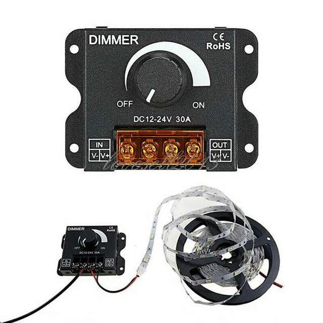 LED DIMMER DC 12-24V 30A Adjustable Brightness Controller Switch Lamp ...