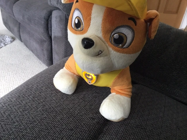 PAW PATROL TALKING Rubble Dog 9” Plush Stuffed Toy Light Up Spin Master ...