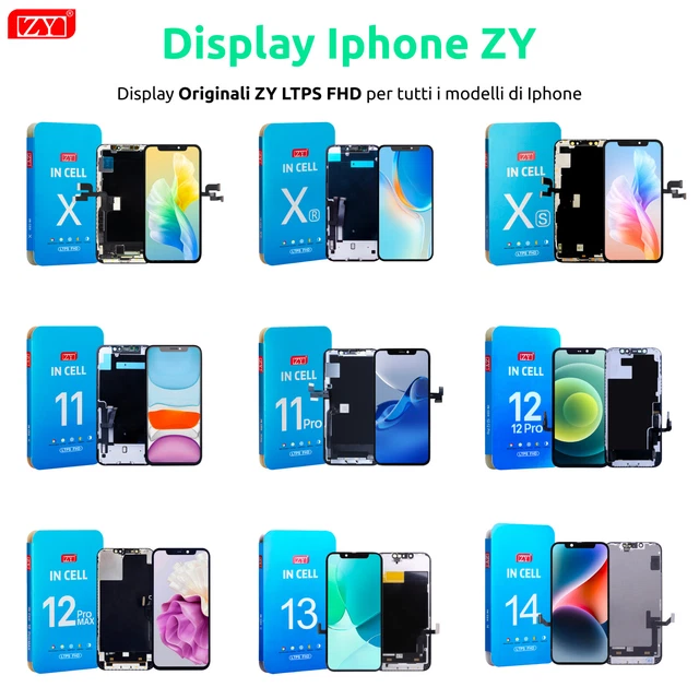 DISPLAY LCD ZY Incell Per Apple Iphone X Xs Max Xr 11 Pro 12 13 14 Plus Schermo EUR 25,90 ...
