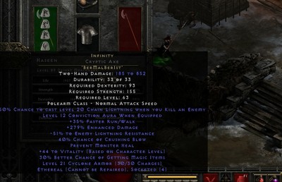 DIABLO 2 RESURRECTED D2R “Infinity” Ethereal CA Runeword PC US EU Asia ...