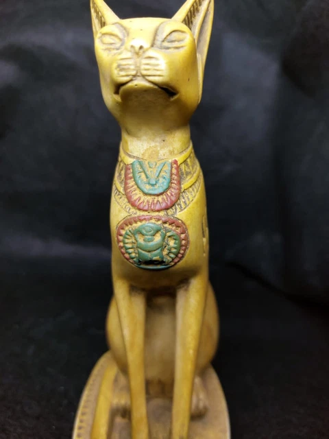 RARE ANCIENT EGYPTIAN Bastet Statue Antique Goddess Cat with Scarab ...